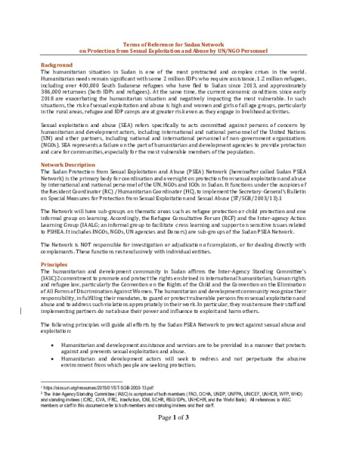 PSEA Network ToR | IASC / PSEA PSEA Network ToR | IASC / PSEA